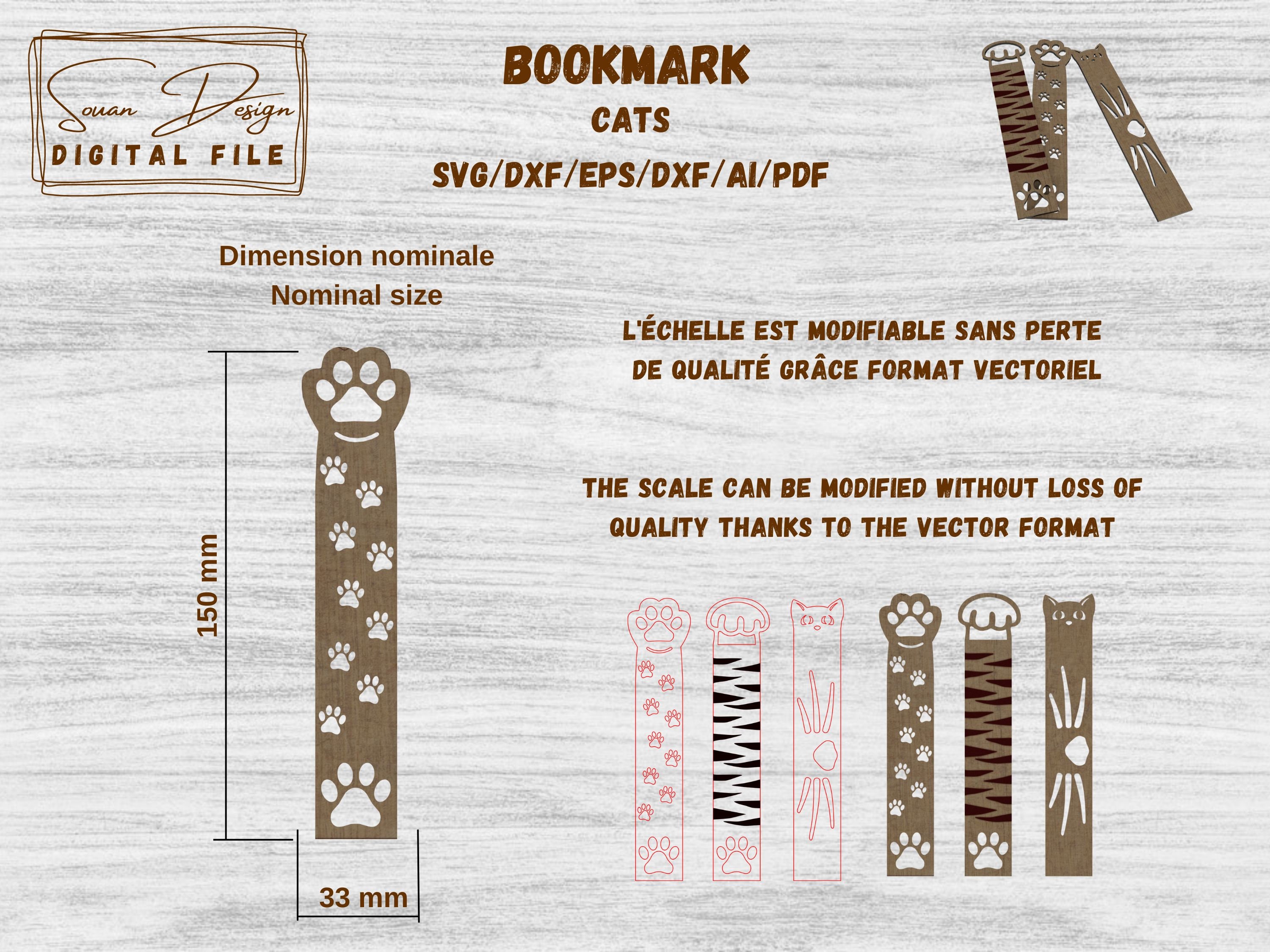 Cats Bookmark SVG, Bookmark Books, Cricut, Printable, Laser Cutting ...