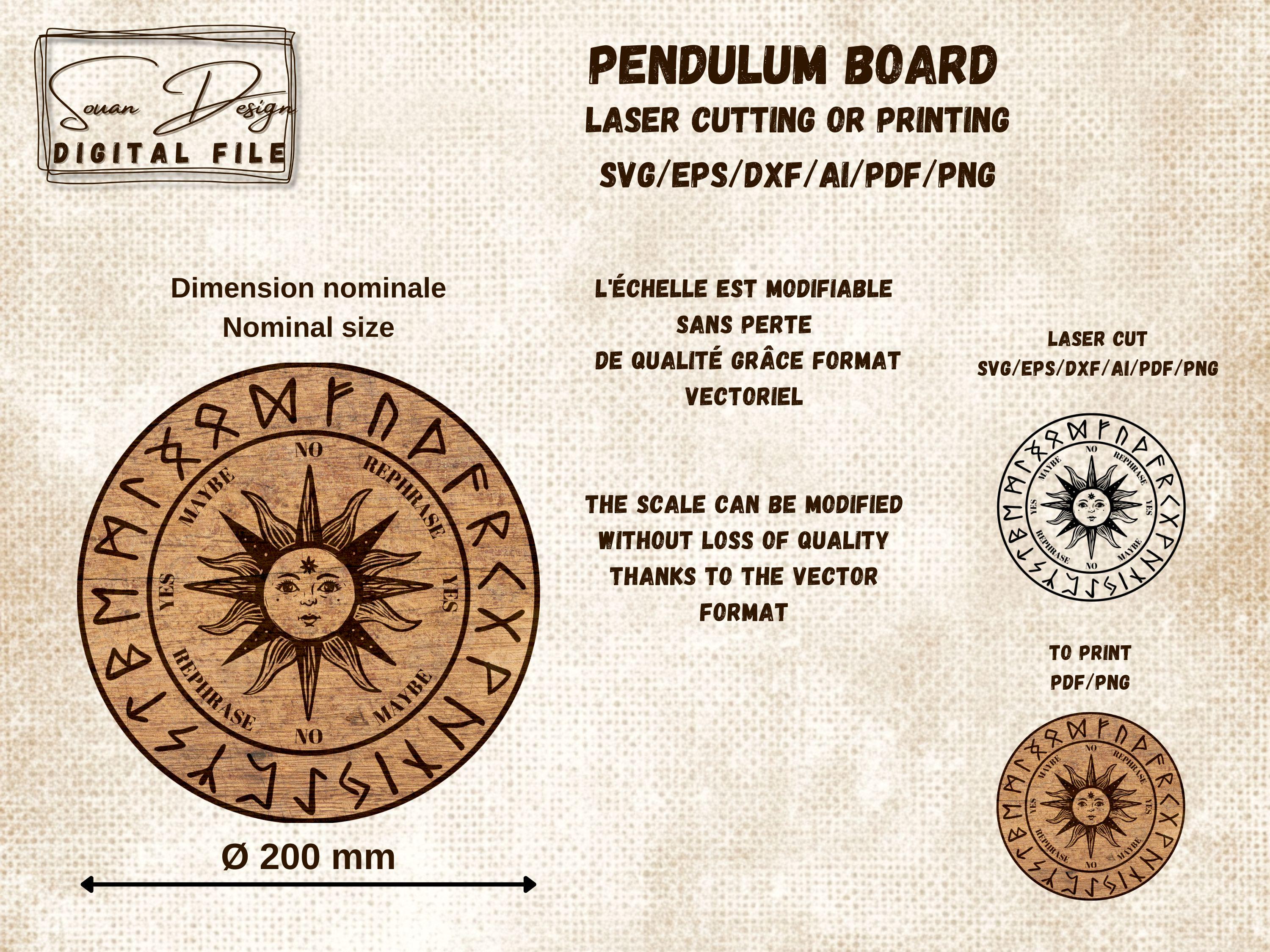 Sun Pendulum Board SVG – Rune Divination Board Laser Cut or Print ...