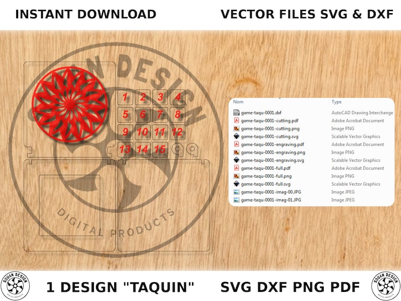 Sliding Puzzle Game Template: SVG DXF Vector Drawing for Laser Cutting ...