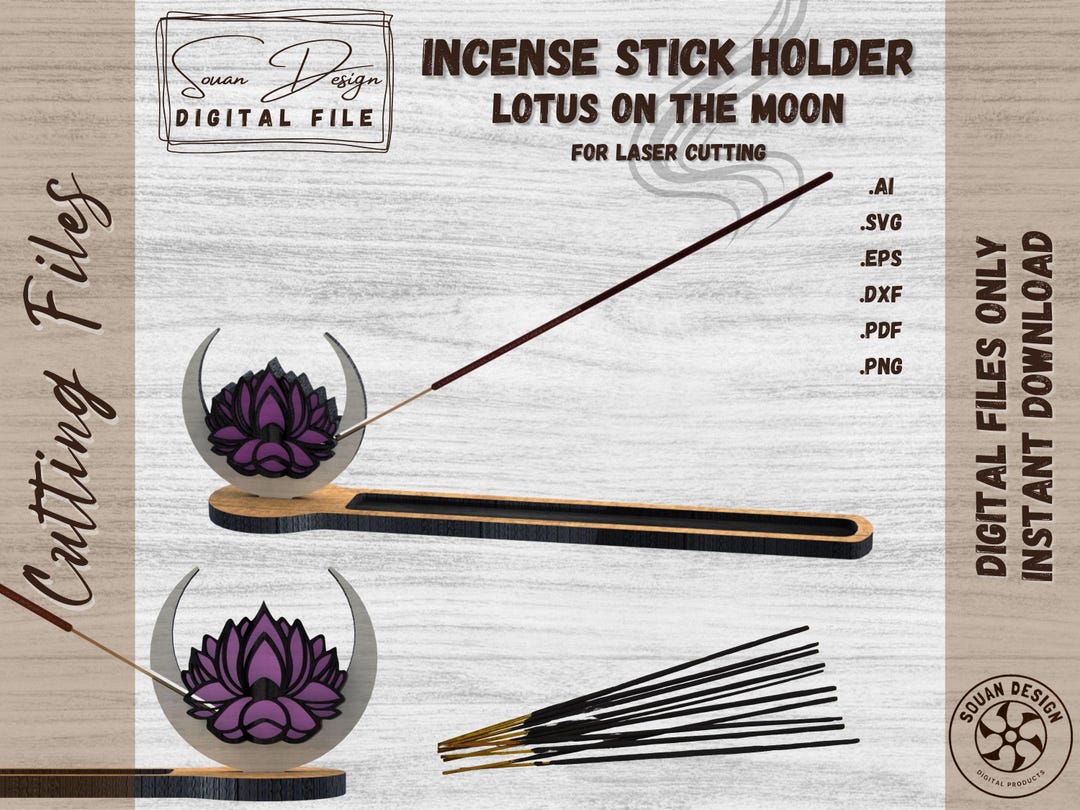Lotus and Moon Incense Holder SVG - Easy Laser Cut Files - Spiritual ...