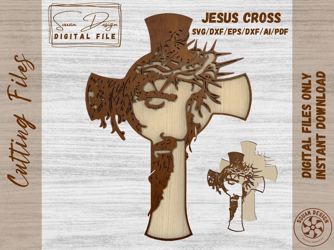Jesus on a Cross - Laser Cut File DXF - Jesus Vector SVG - Religious ...