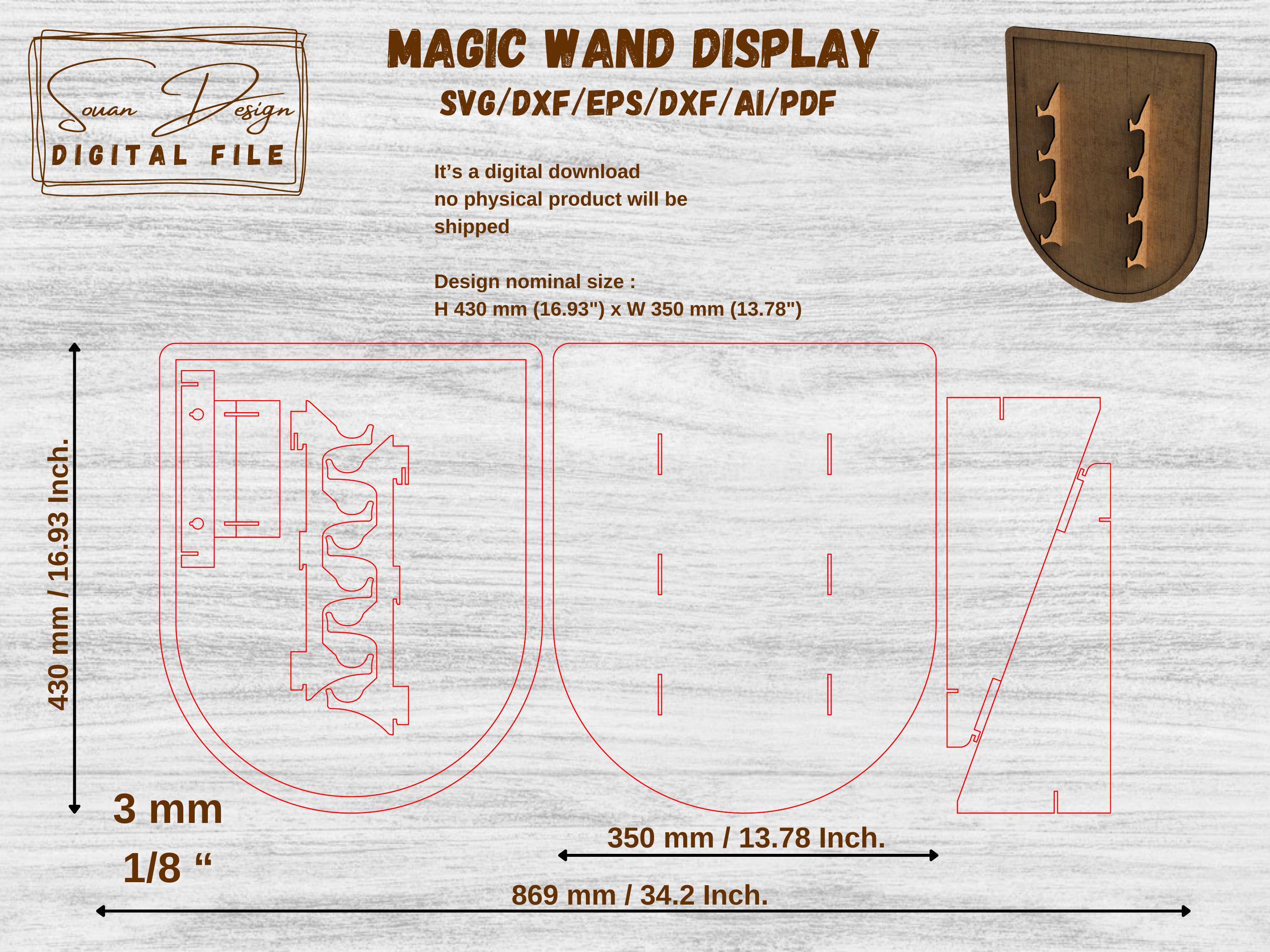 Magic Wand Display Stand - Wooden Wall Decor File for Laser Cutting ...