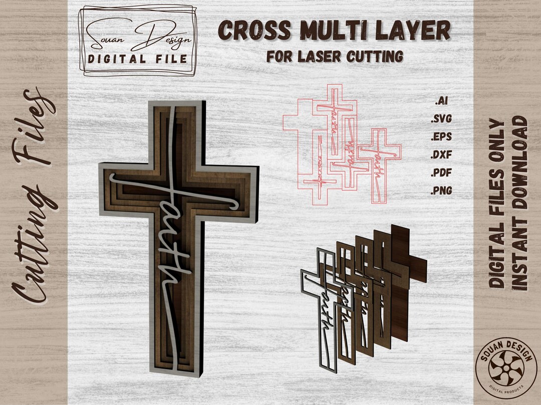 Multi-layer Cross SVG With "faith" Inscription - Laser Cut Files ...