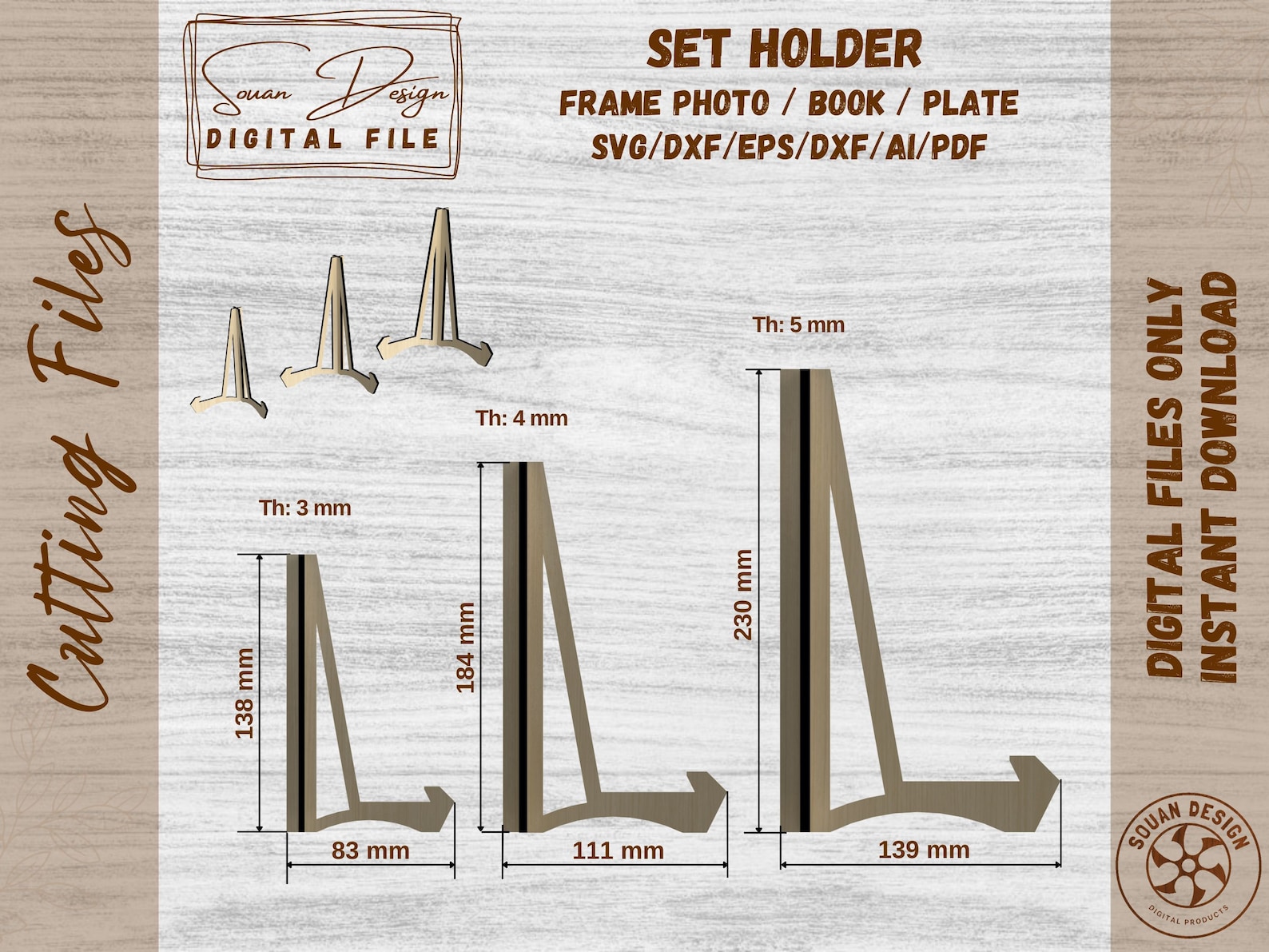 Easel Stand SVG Bundle – Laser Cut Book Photo Frame Holder, Wood ...