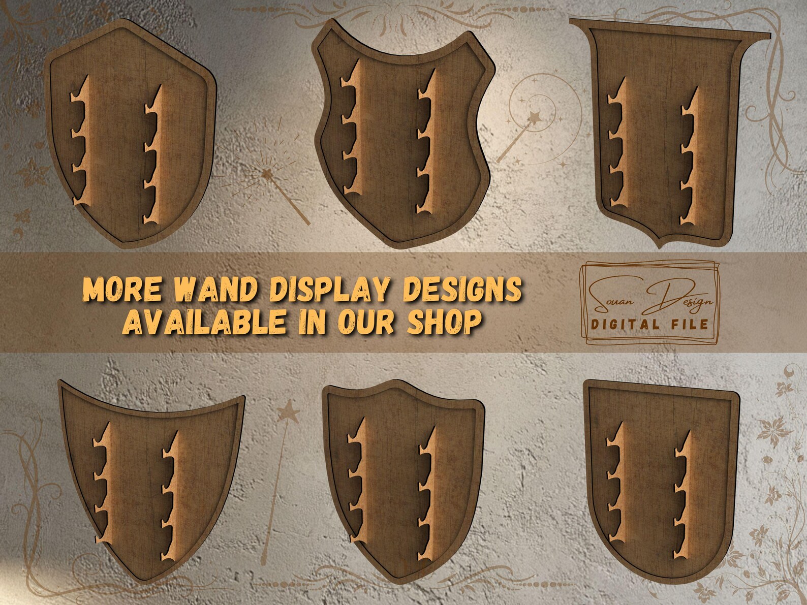 Magic Wand Display Stand - Wizard Wand Holder Wall Art - Digital Laser ...