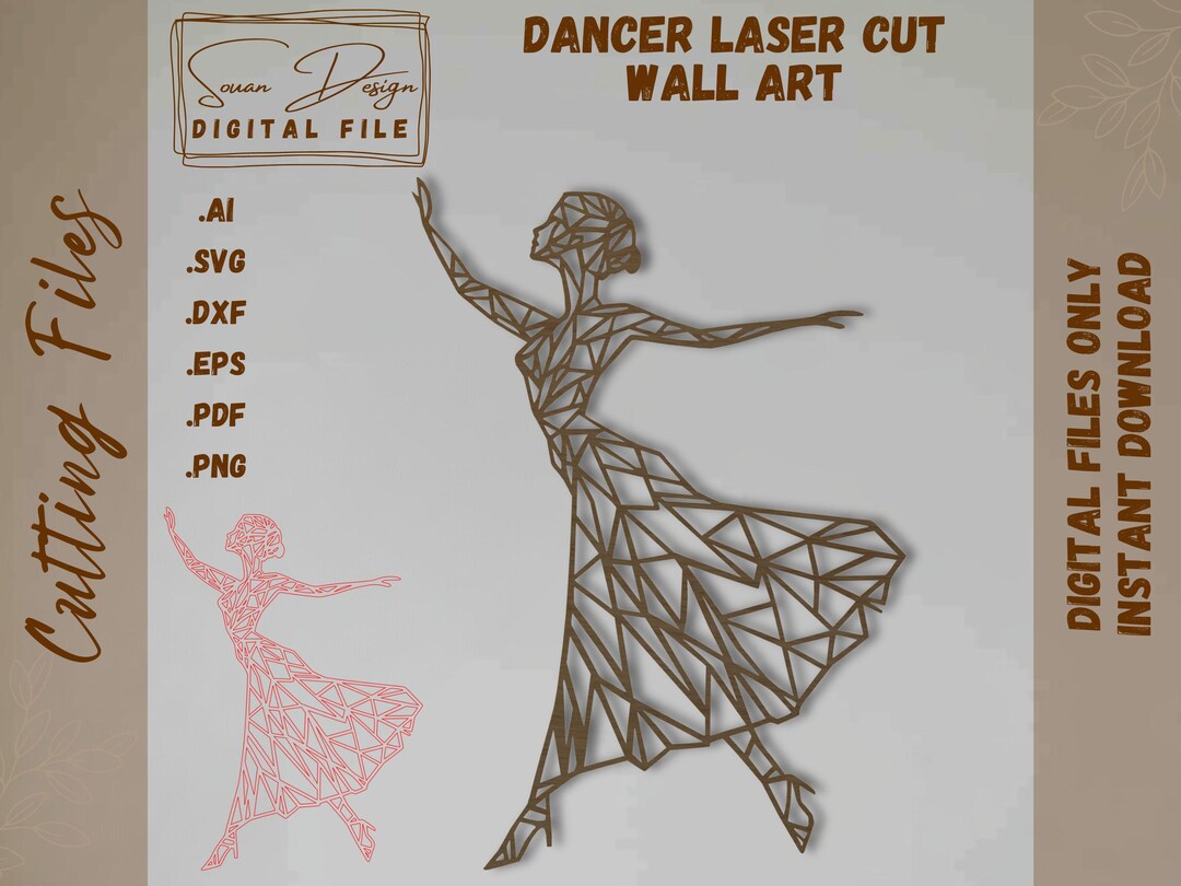 Geometric Dancer Wall Art SVG Laser Cut - Original Wall Decoration ...