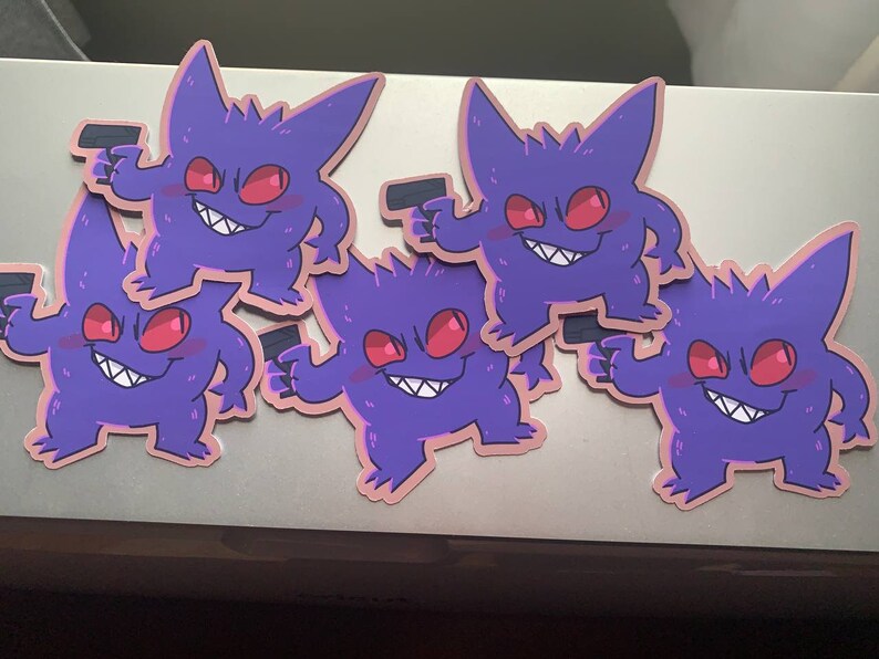 Gungar Gengar With a Gun Handmade Vinyl Sticker - Etsy