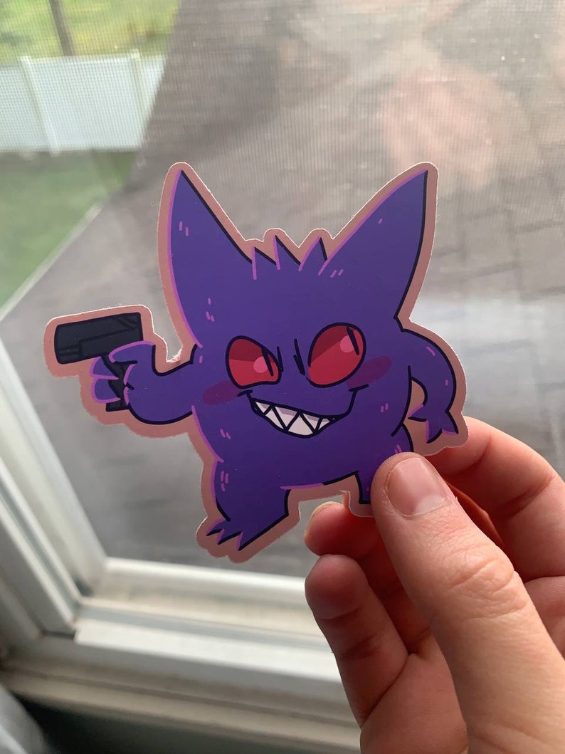 Gungar Gengar With a Gun Handmade Vinyl Sticker - Etsy