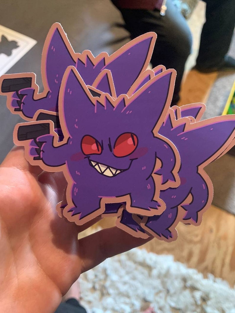 Gungar Gengar With a Gun Handmade Vinyl Sticker - Etsy