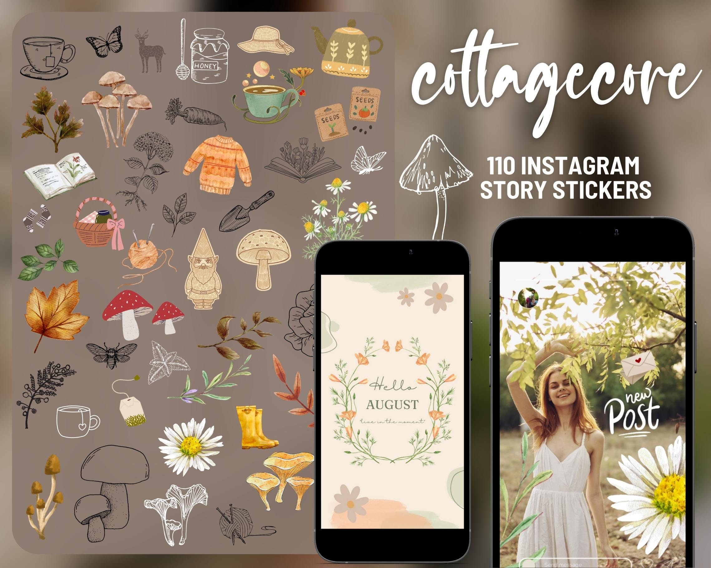 Cottagecore Stickers Instagram Sticker Mushroom Sticker - Etsy