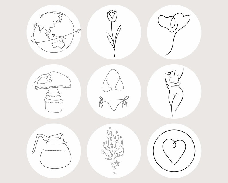 Line Art Highlights, Highlight Covers, Instagram Line Art, Instagram ...