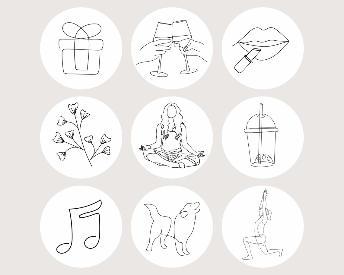 Line Art Highlights, Highlight Covers, Instagram Line Art, Instagram ...