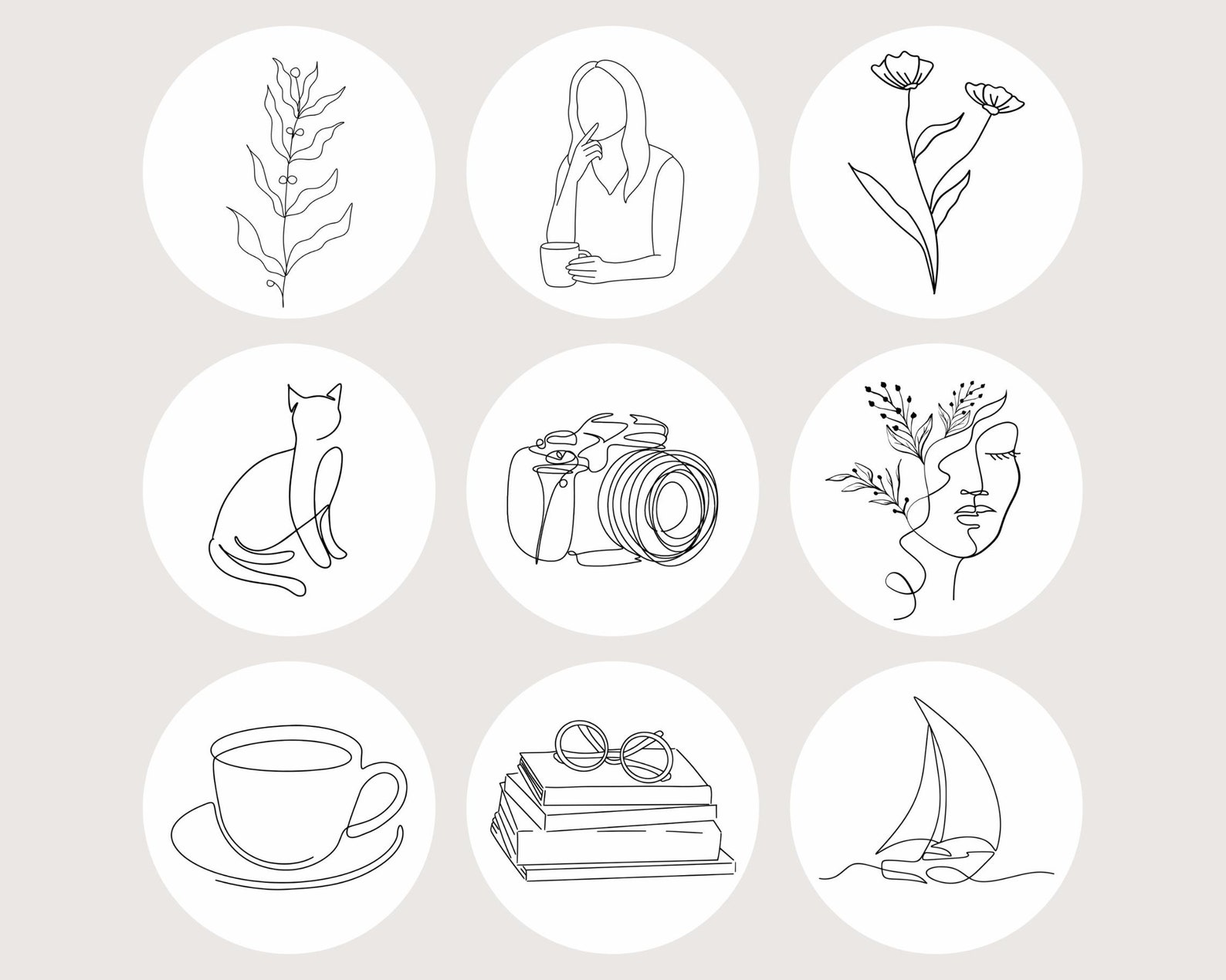 Line Art Highlights, Highlight Covers, Instagram Line Art, Instagram ...