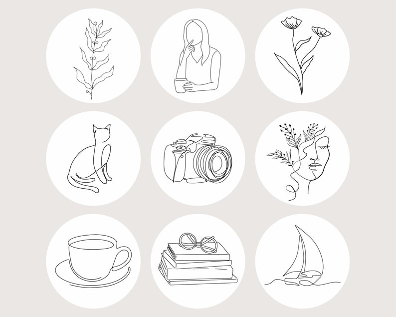 Line Art Highlights, Highlight Covers, Instagram Line Art, Instagram ...