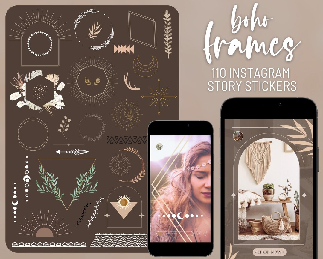 Instagram Story Stickers Boho, Frame Story Sticker, Frames, Instagram ...