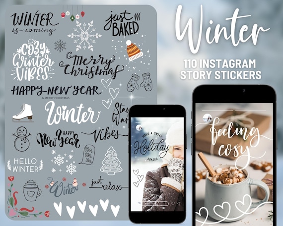 Instagram Story Stickers Story Sticker Set Winter Instagram - Etsy