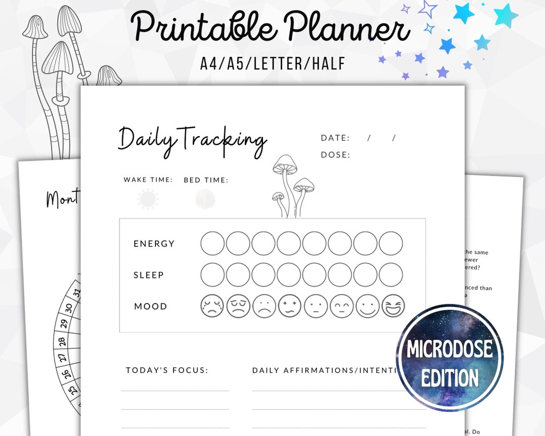Self Care Planner, Microdosing Journal, Mushroom Journal, Printable ...