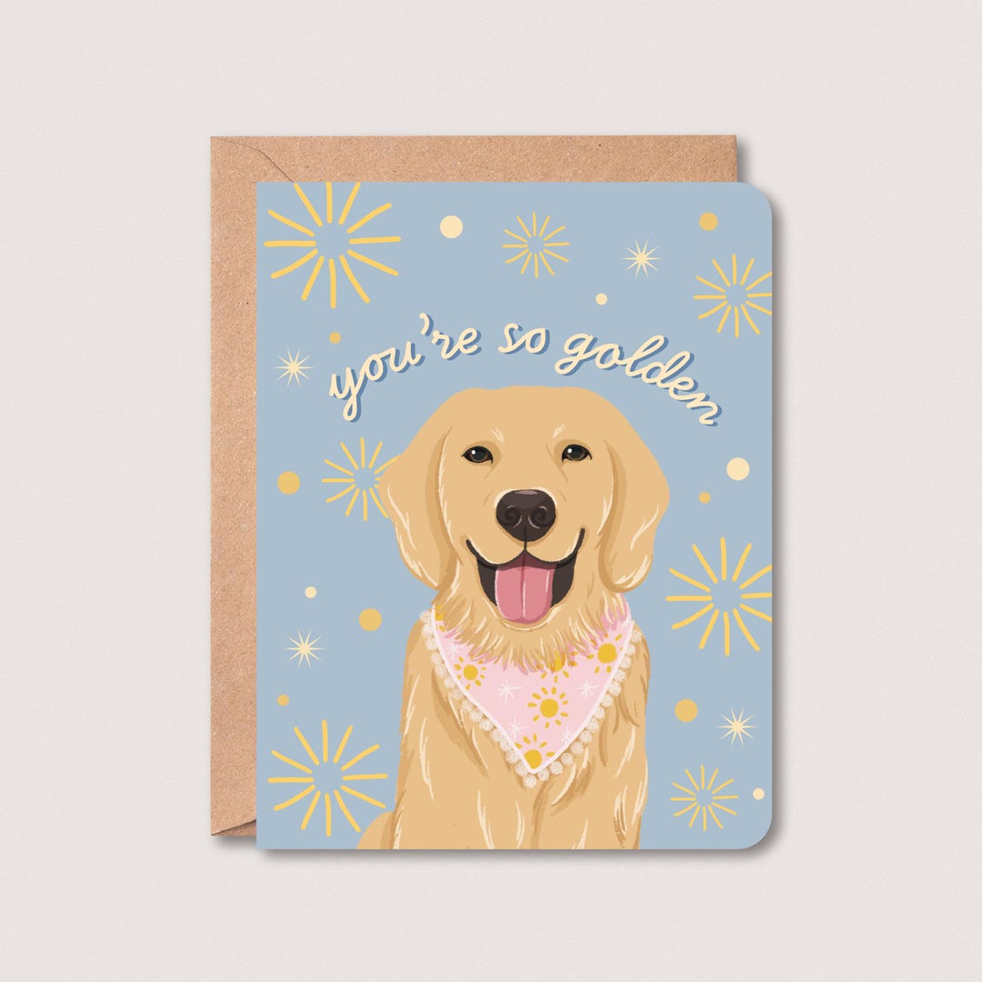 You're Golden Card | Puppy Greeting Card | Golden Retriever Card | Love ...