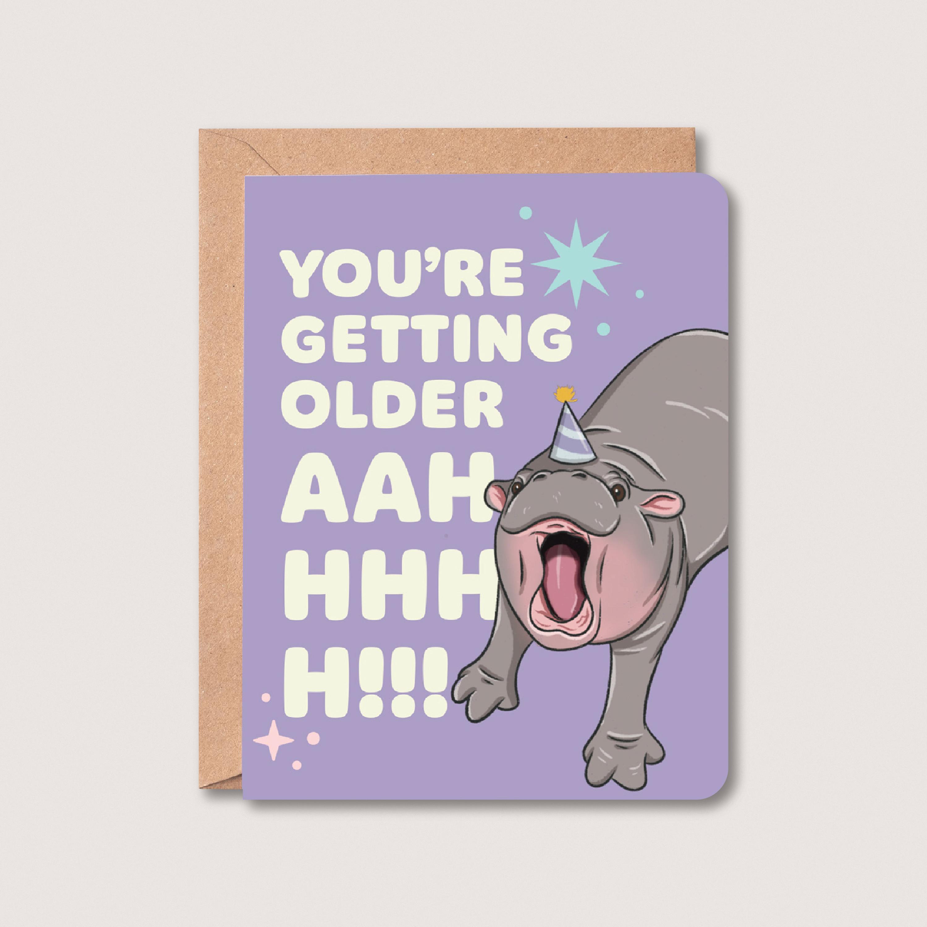 You're Getting Older Card | Moo Deng Card | Moo Deng | Birthday Card - Etsy