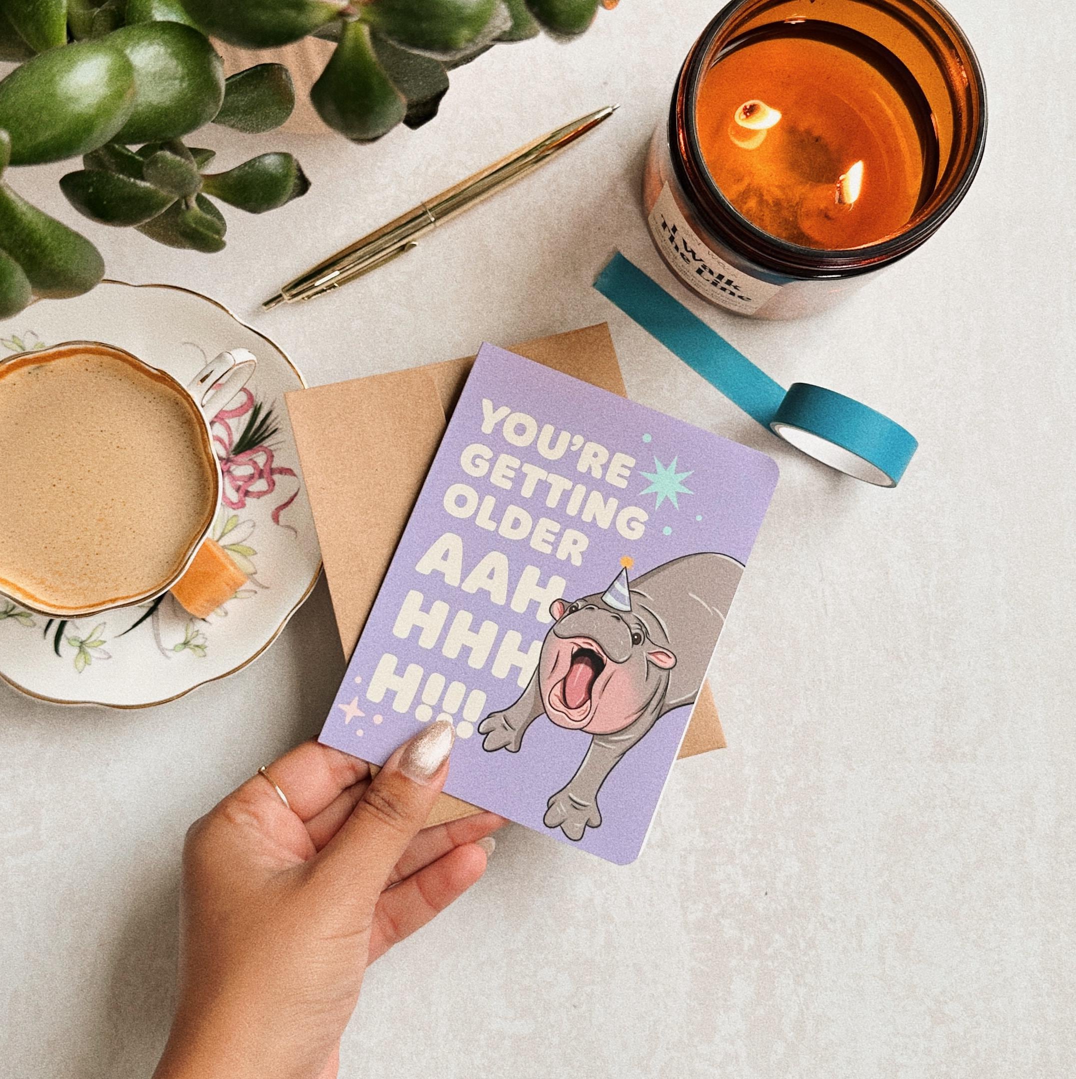 You're Getting Older Card | Moo Deng Card | Moo Deng | Birthday Card - Etsy
