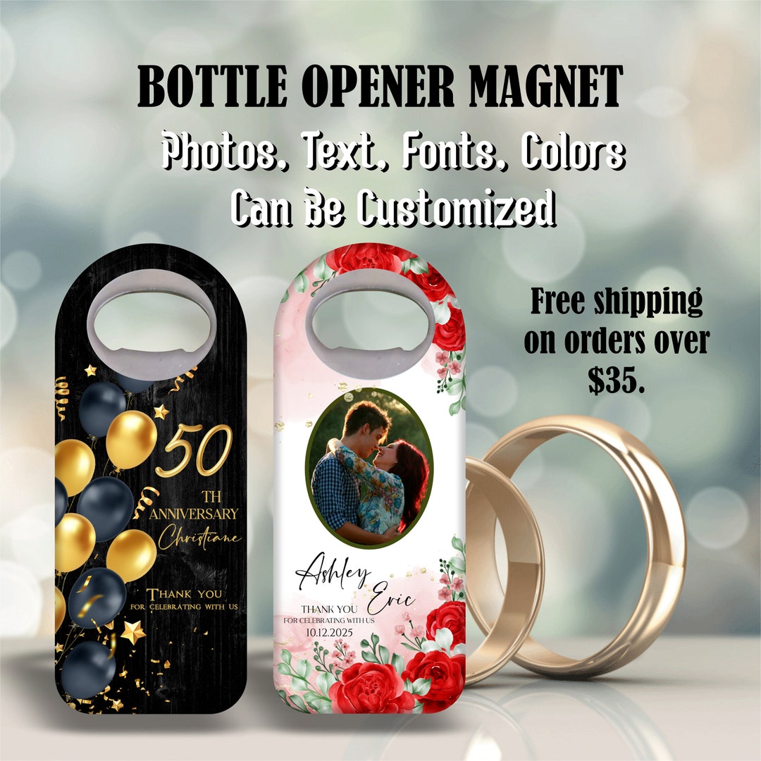 Personalized Wedding Keepsake Magnets - Custom Bottle Opener Design - Etsy