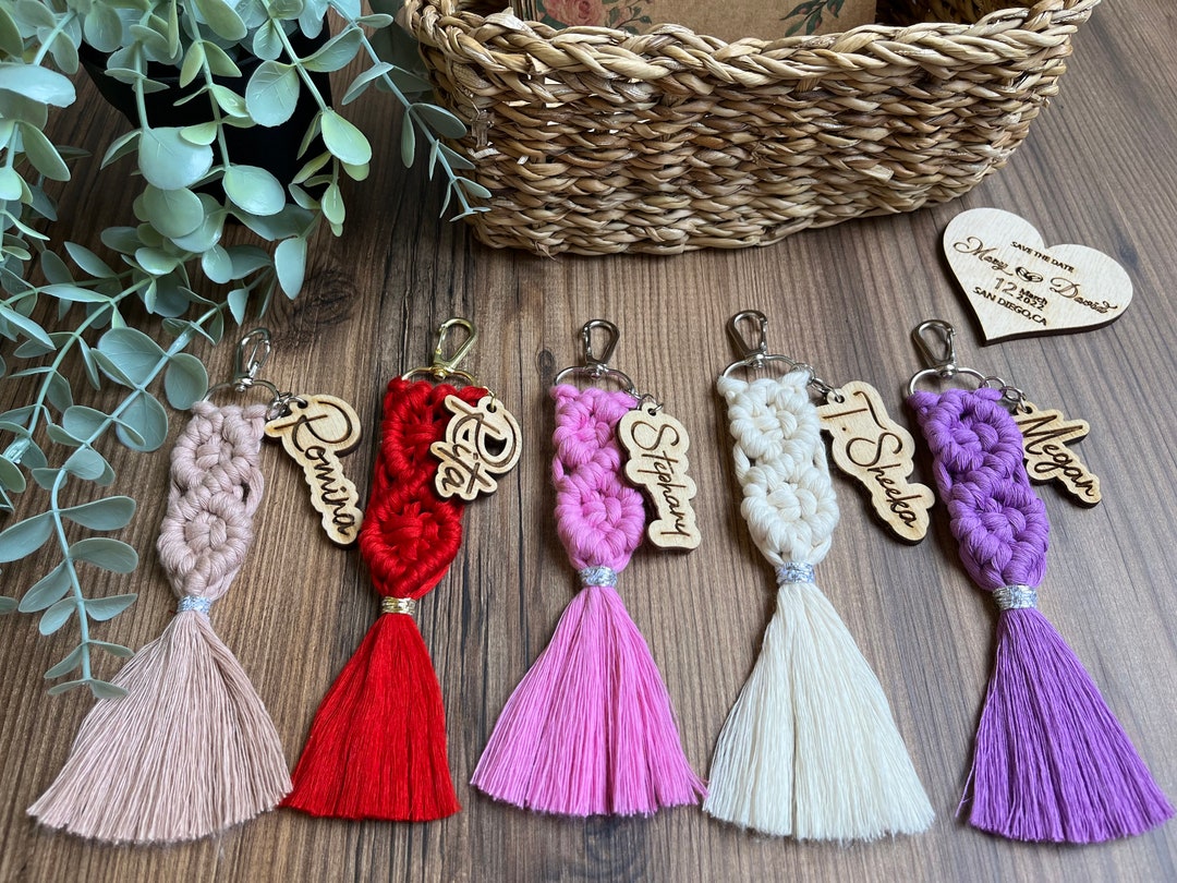 Will You Be My Bridesmaid Keyring, Engraved Wooden Macrame Keychain ...