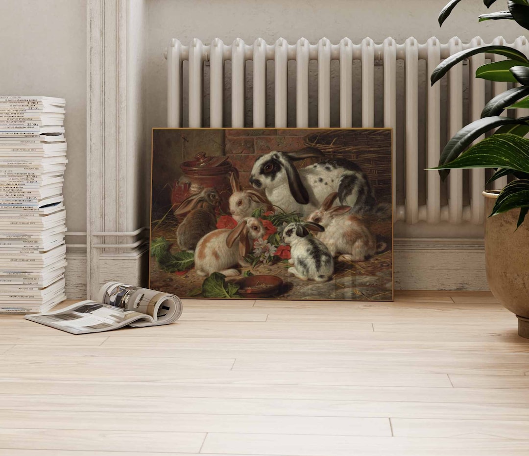 Alfred Richardson Barber A Family of Rabbits Antique Bunny Painting ...