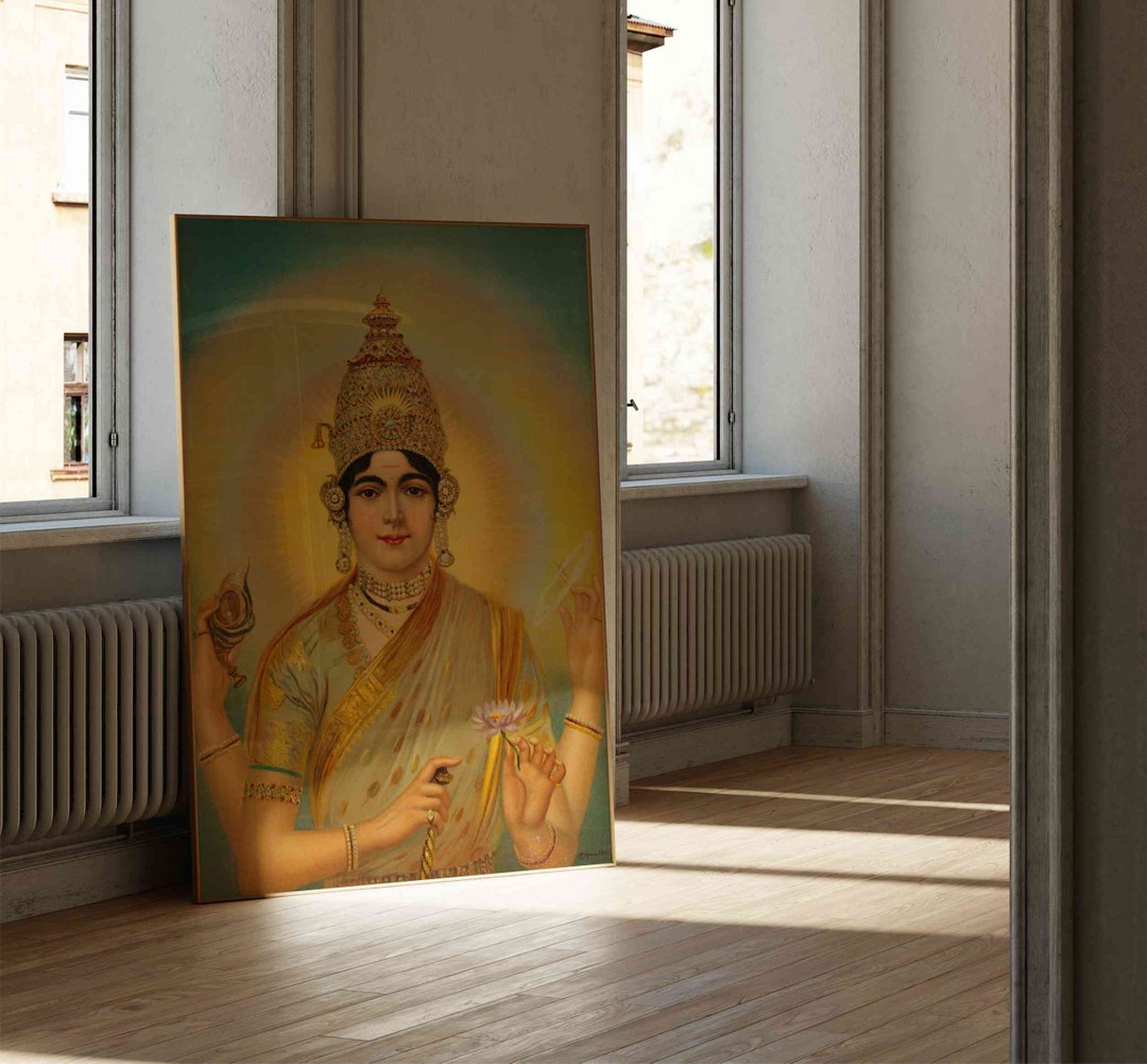 Raja Ravi Varma Indira Devi Indian Portrait Painting, Vintage Print ...