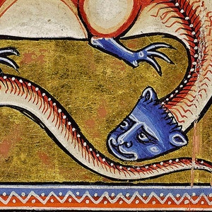 Aberdeen Bestiary Siren Salamander Antique Print, Wall Art, 12th ...