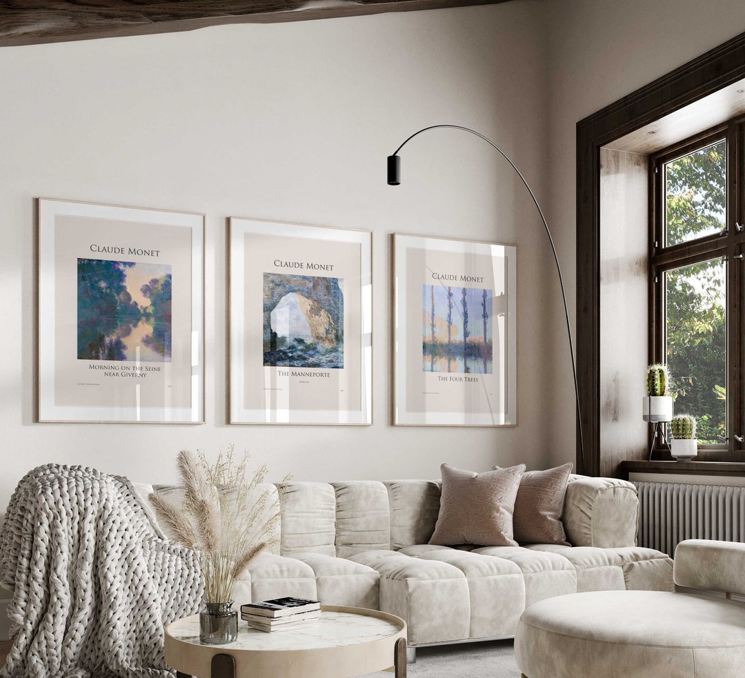 Set of 3 Claude Monet Prints, Three Piece Landscape Poster Set, Fine Wall Art, Triptych Artwork ...