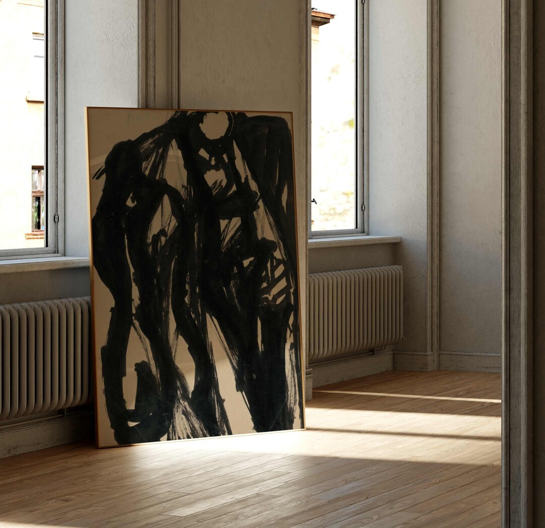 Novák Old Man Abstract Black and Tan Painting, Vintage Print, Wall Art ...