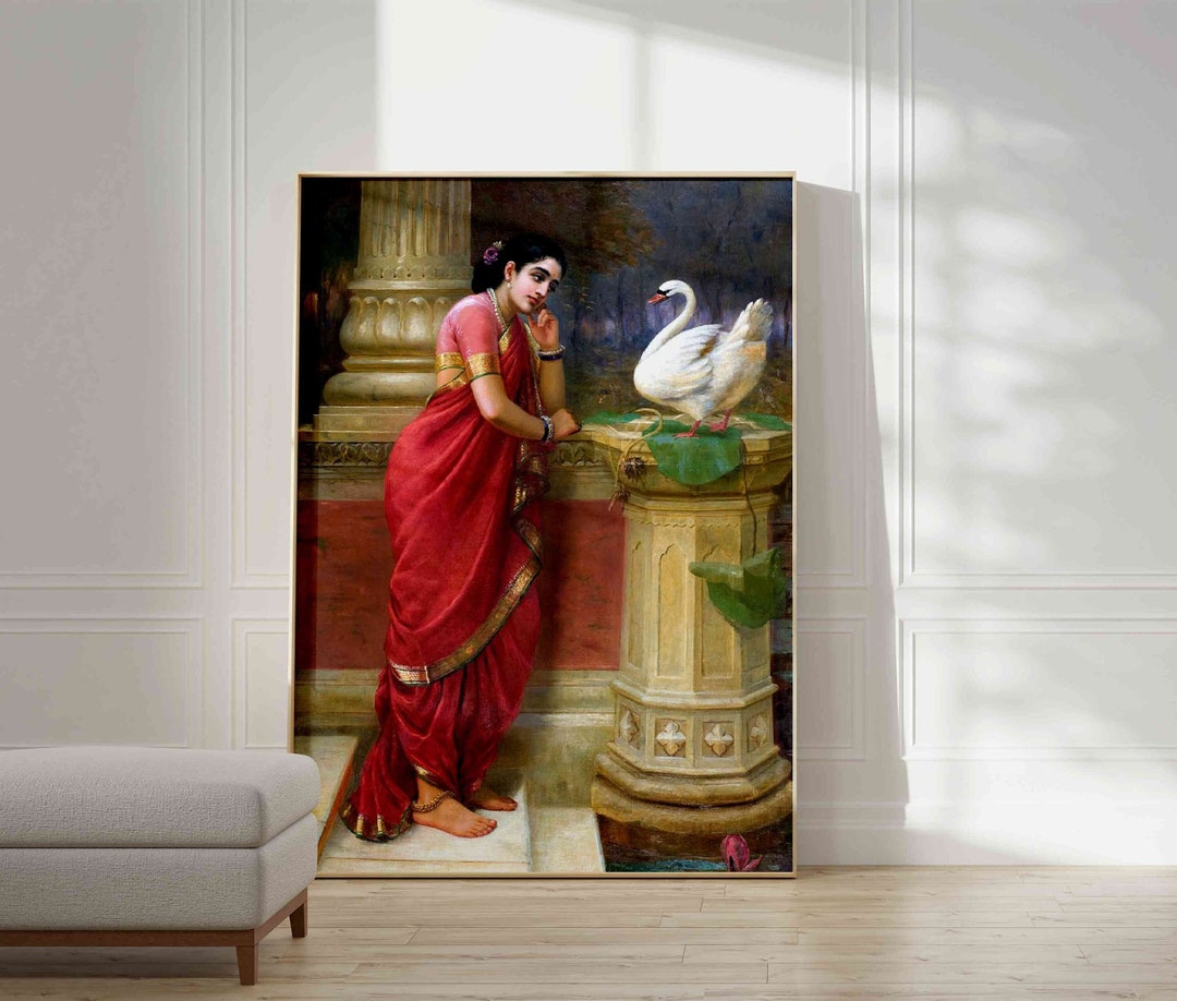 Raja Ravi Varma Princess Damayanthi Talking With Royal Swan - Etsy