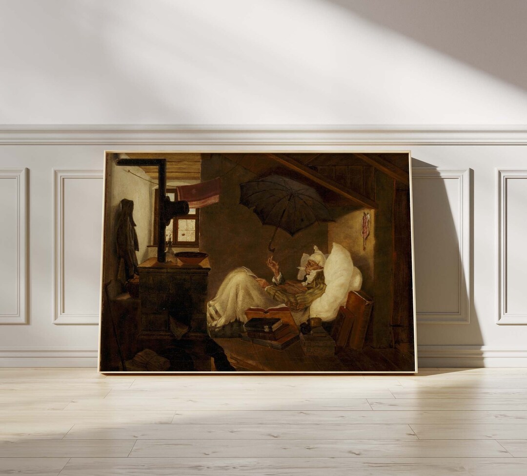 Carl Spitzweg the Poor Poet Masterpiece Painting, Library Vintage Print ...