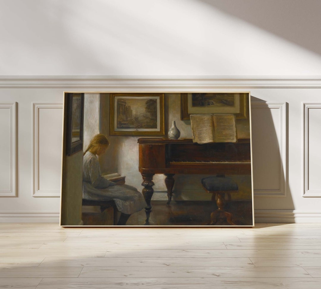 Carl Holsoe Girl in an Interior Historical Painting Vintage - Etsy