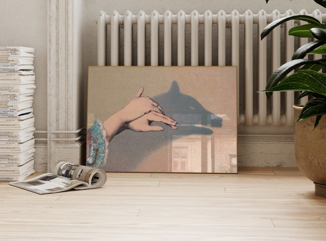 Wolf Shadow Puppet Vintage Victorian Hand Puppet Print, Antique Nursery ...