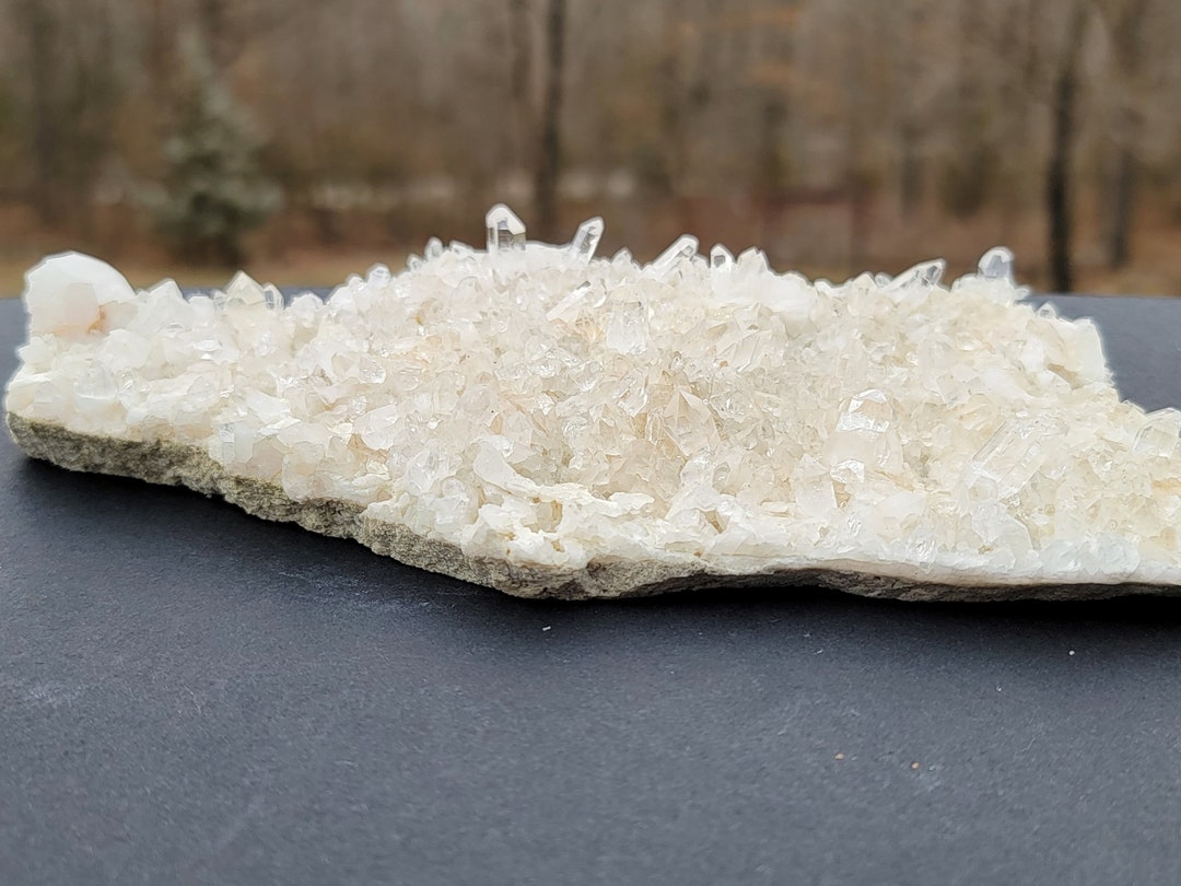 7" Gemmy Arkansas Quartz Cluster - Bridge Crystals, Barcode Striations ...