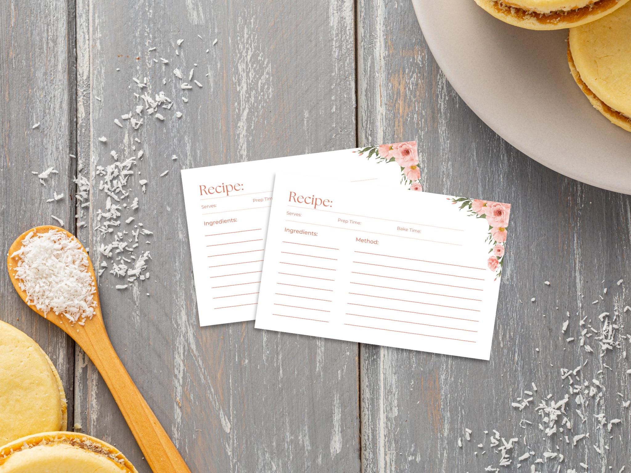 Peachy Recipe Card Template Printable Recipe Card Flowers Recipe ...