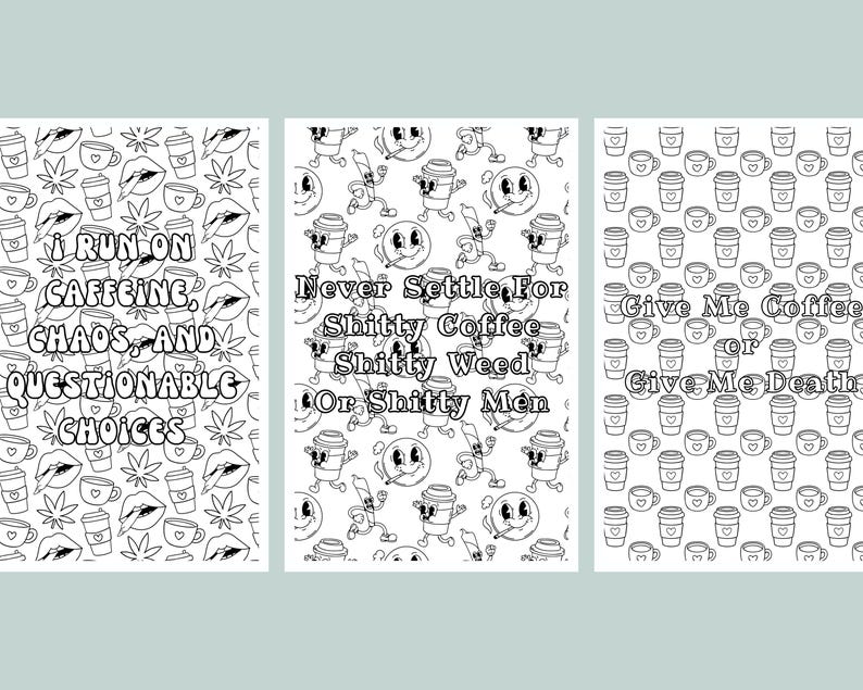 Funny Coffee Coloring Pages Printable, Adult Coloring Book PDF, Give Me ...