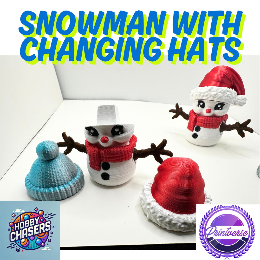 3D Printed Snowman – Assembly Edition With Interchangeable Hats (3.5" X ...