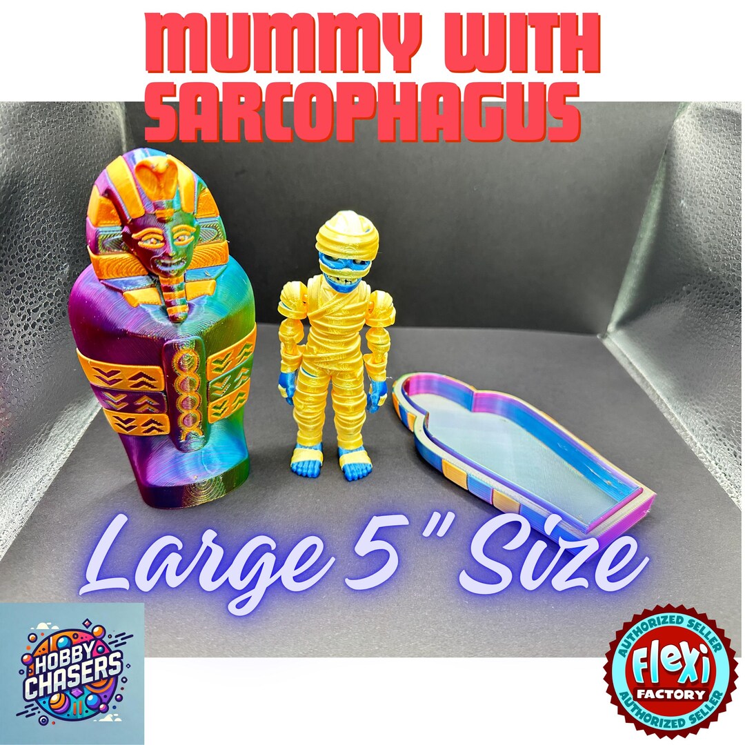 3D Printed Articulated Mummy Toy: Spooky Flexi Sarcophagus Figure ...