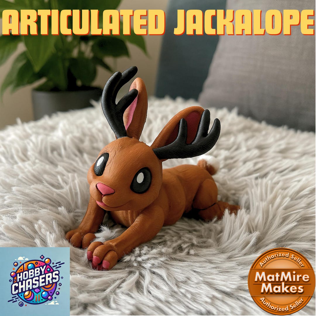 3D Printed Articulated Mini Jackalope Toy: Unique Fidget Sculpture ...