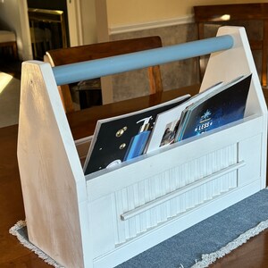 White Farmhouse Wooden Shutter Tote Box - Etsy