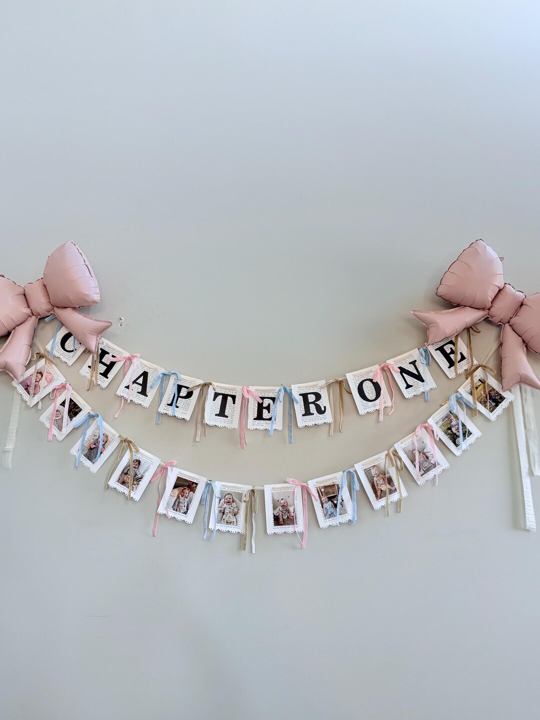 Custom Book Page Banner: Chapter One Birthday, Baby Shower, Highchair ...