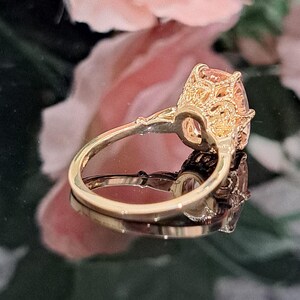 Peach Morganite 14k Solid Gold Ring, 10x8mm Natural Gemstone, Diamond ...
