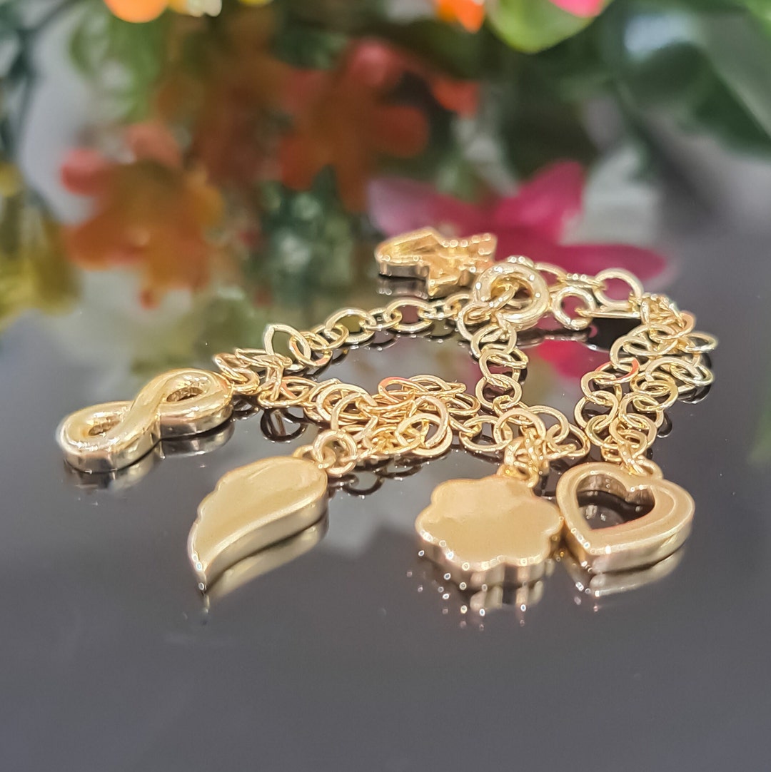 10k Yellow Gold Charm Bracelet - Includes 5 Charms - 7" Length ...