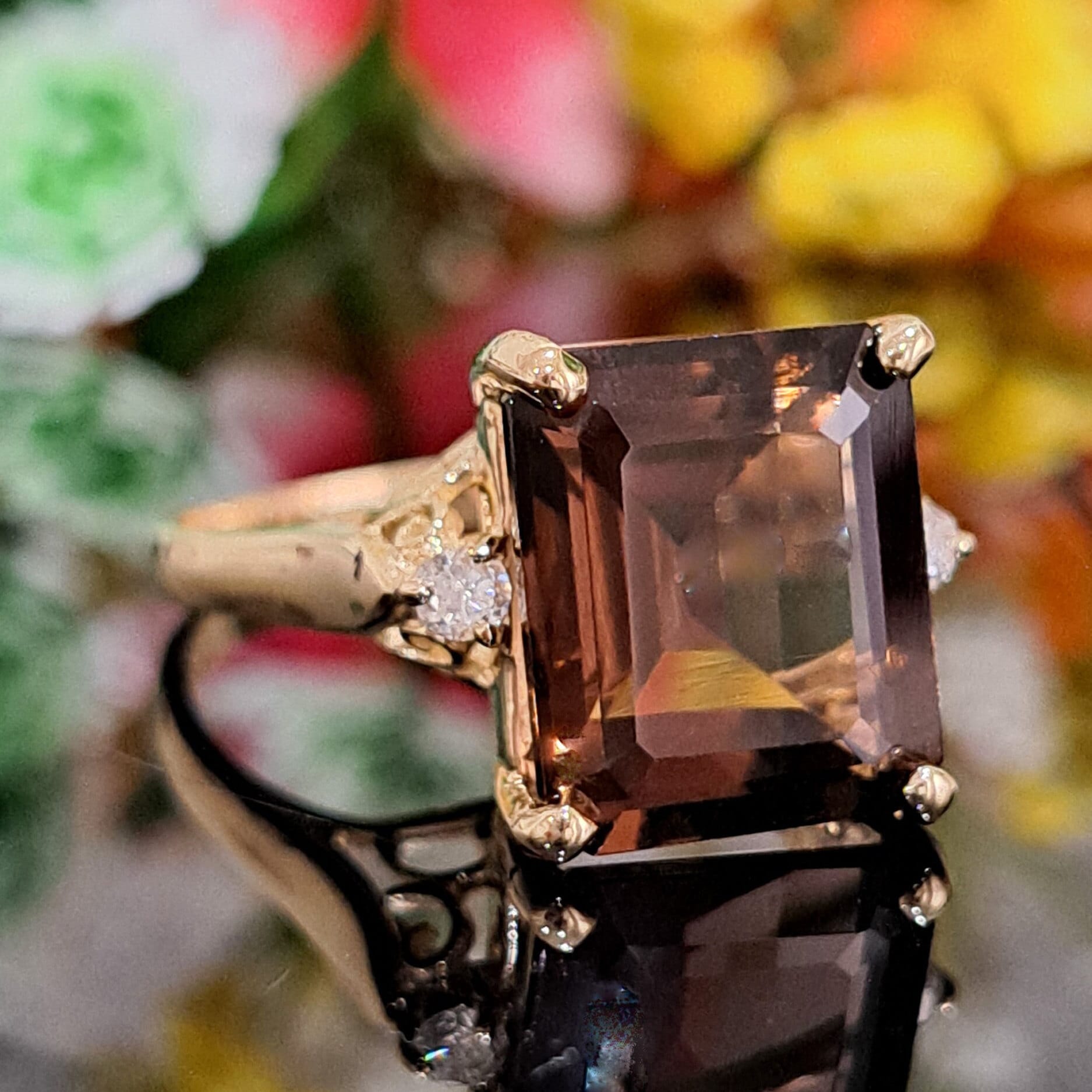 Smoky topaz gold ring store