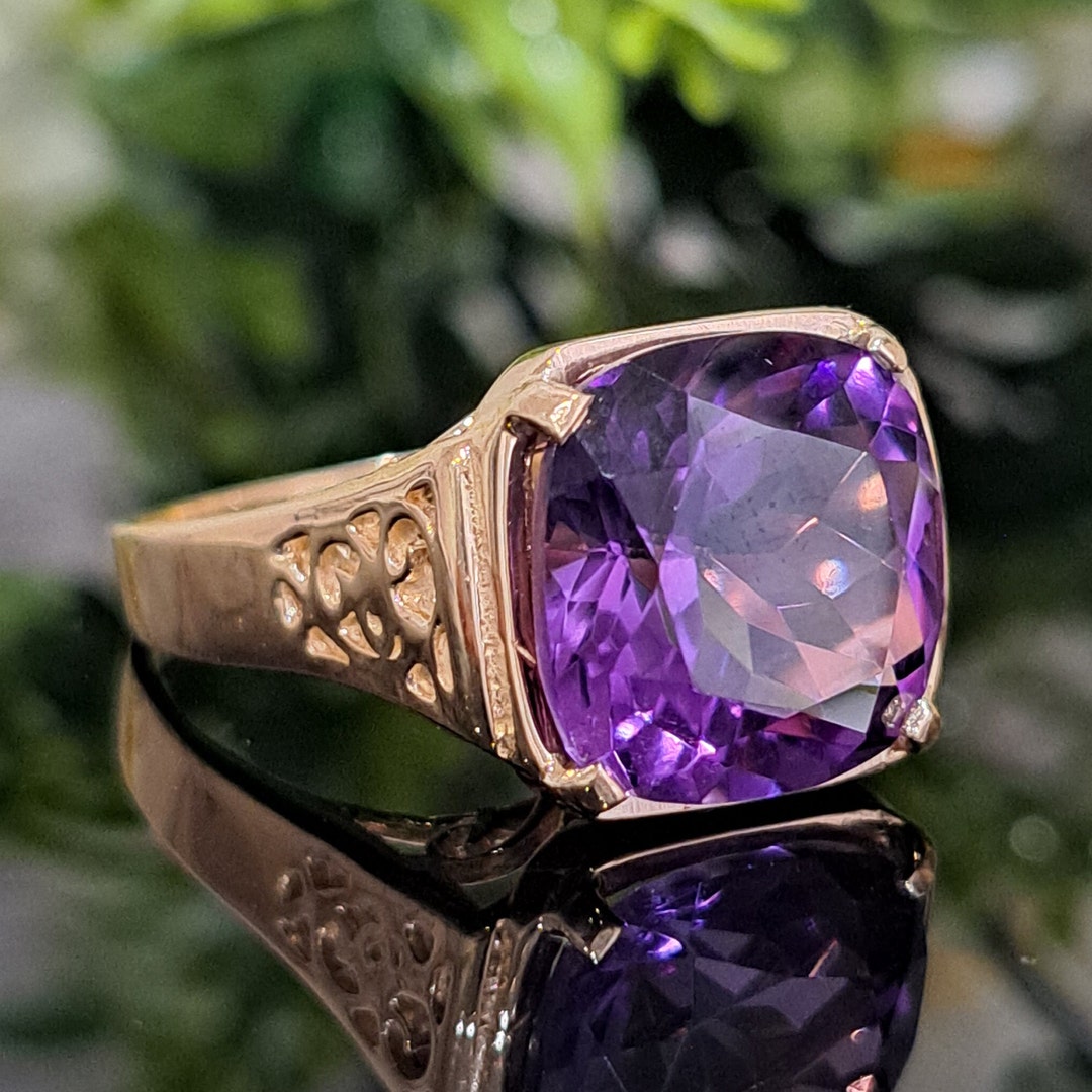 Amethyst Ring * 12x12mm Cushion Cut Natural Amethyst * Available in ...