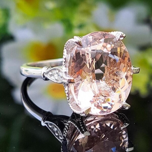 Large Morganite Ring - Etsy