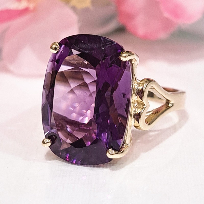 Amethyst Gold Ring - Etsy