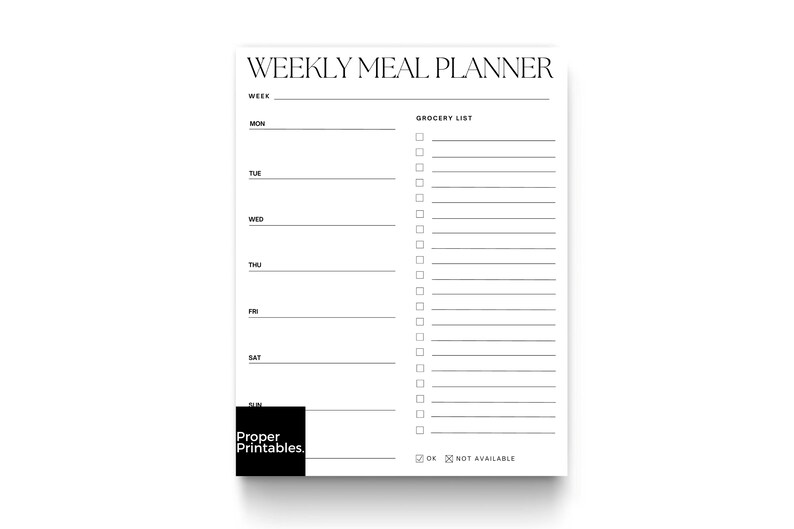 Weekly Meal Planner | Printable Calender | Digital Download | Weekly ...